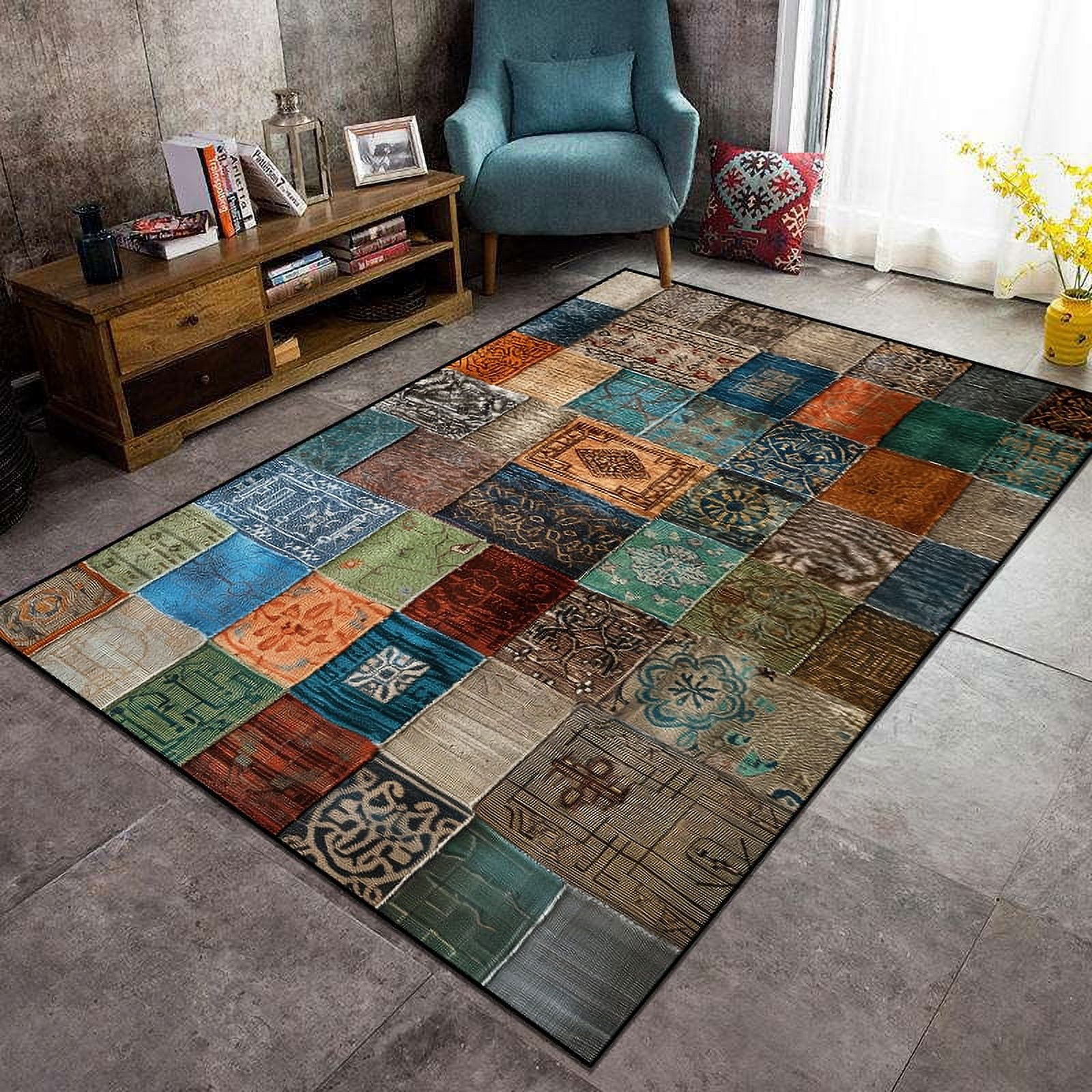 Bohemian Retro Living Room Carpets BOHO Abstract Home Large Rug Hallway ...