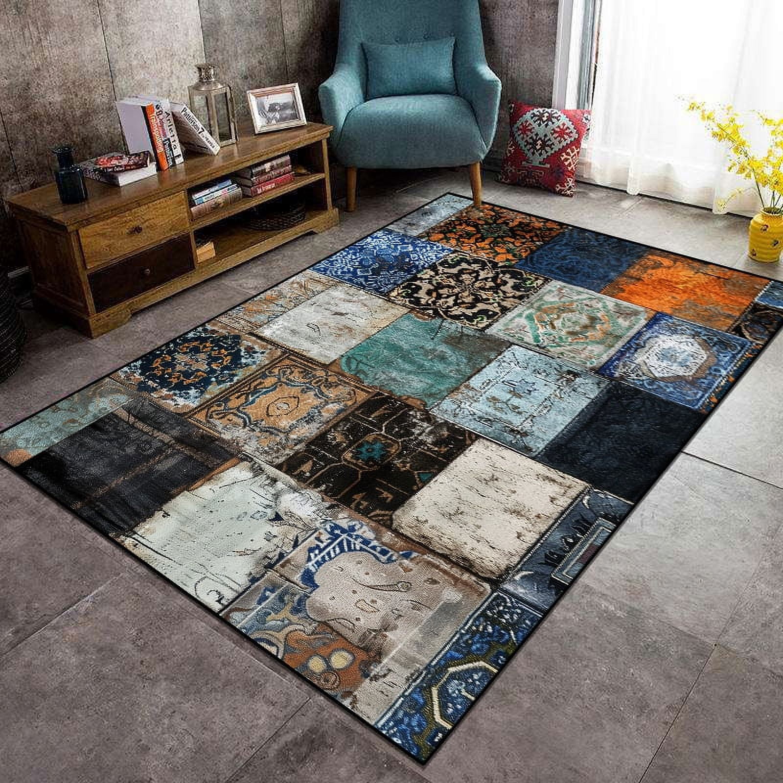 Bohemian Retro Living Room Carpets BOHO Abstract Home Large Rug Hallway ...