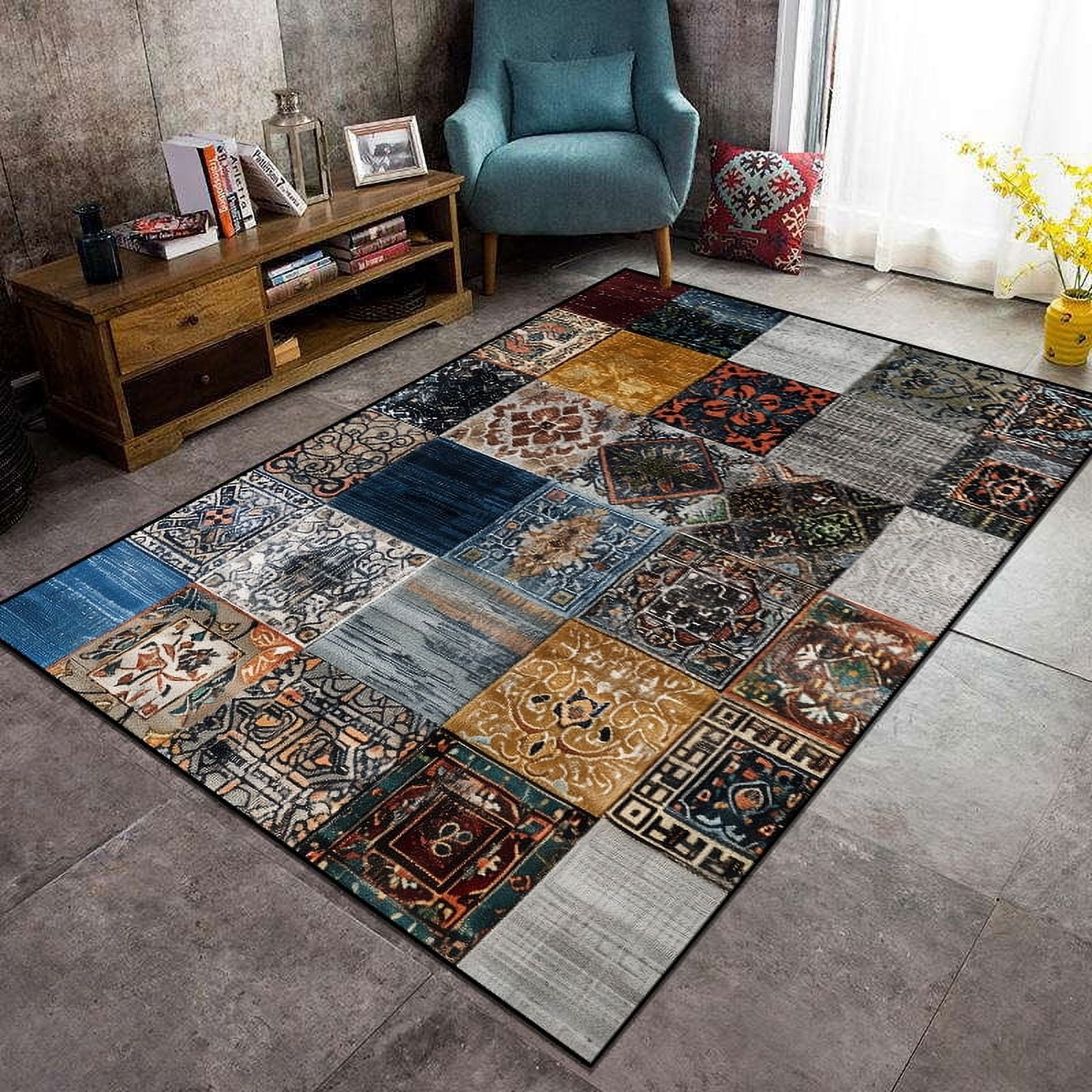 Bohemian Retro Living Room Carpets BOHO Abstract Home Large Rug Hallway ...