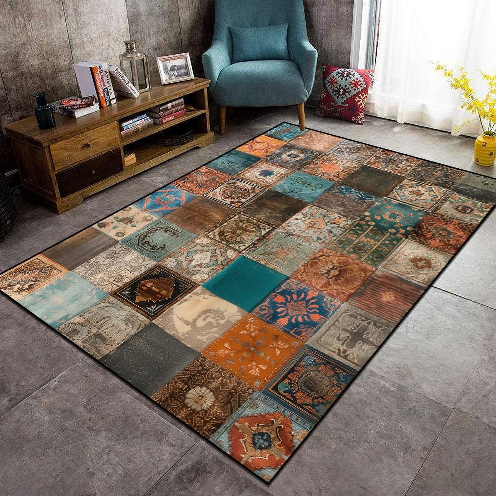 Bohemian Retro Living Room Carpets BOHO Abstract Home Large Rug Hallway ...