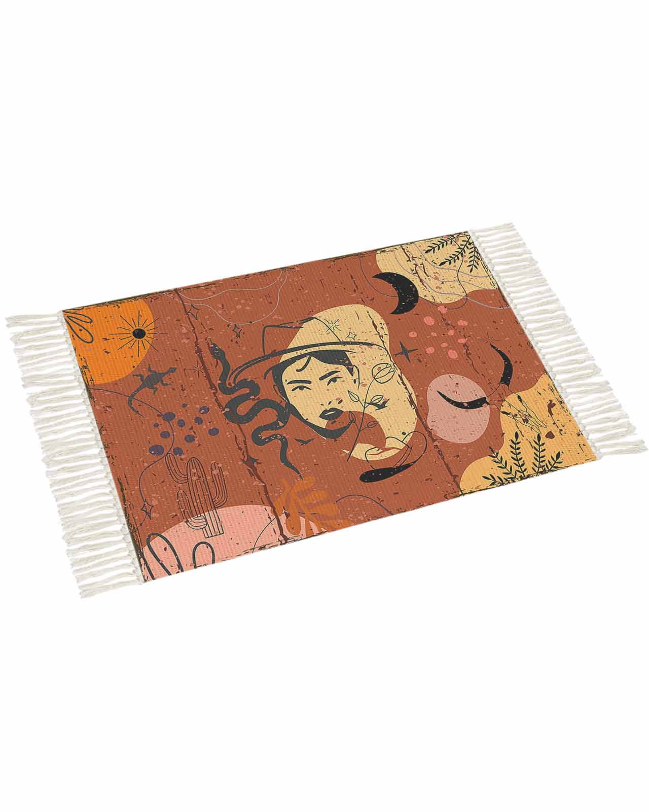 Bohemian Retro Western Cowboy Desert Cactus Bathroom Runner Rug 3'x5 ...