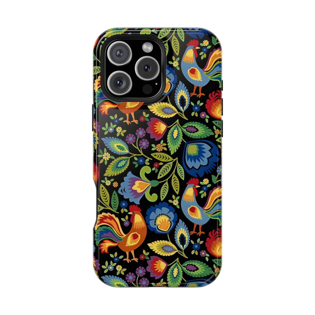 Bohemian Rooster Flower Chicken Art Tough Case for iPhone 17 16 15 14 ...