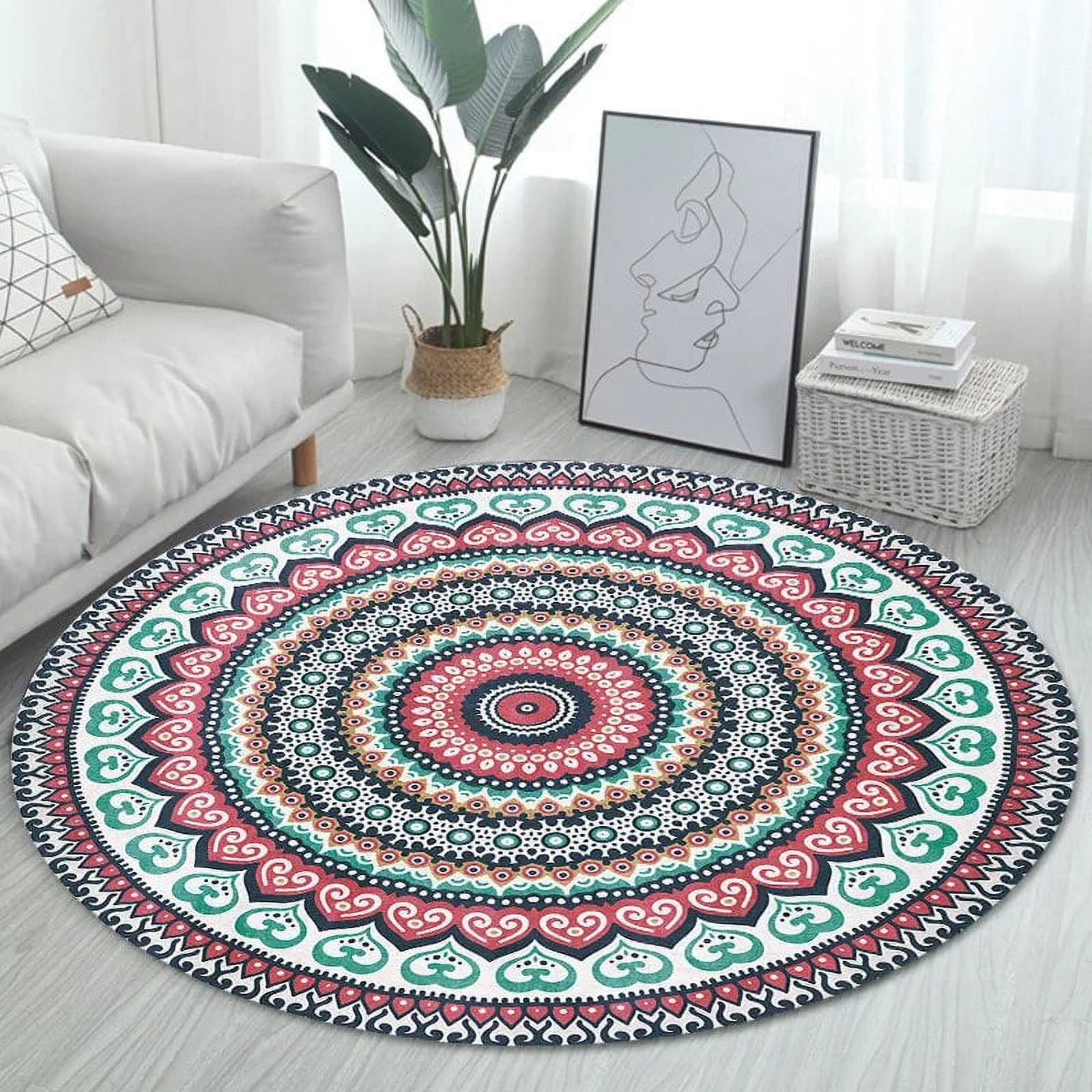 Bohemian Round Carpet Living Room Bedroom Bedside Rug Simple Washable ...