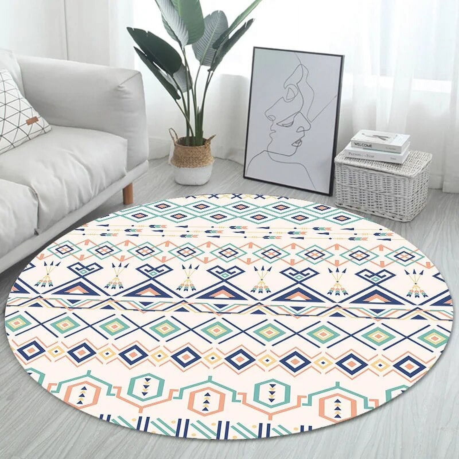 Bohemian Round Carpet Living Room Bedroom Bedside Rug Simple Washable ...