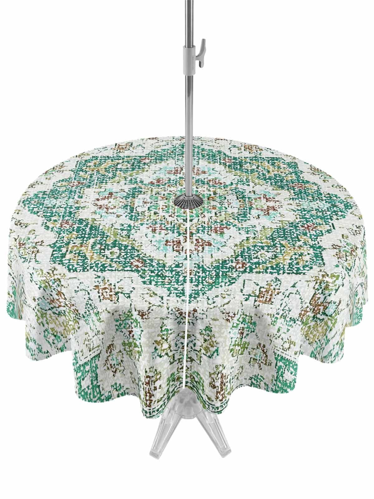 Bohemian Round Outdoor Tablecloth with Umbrella Hole Vintage Distressed ...
