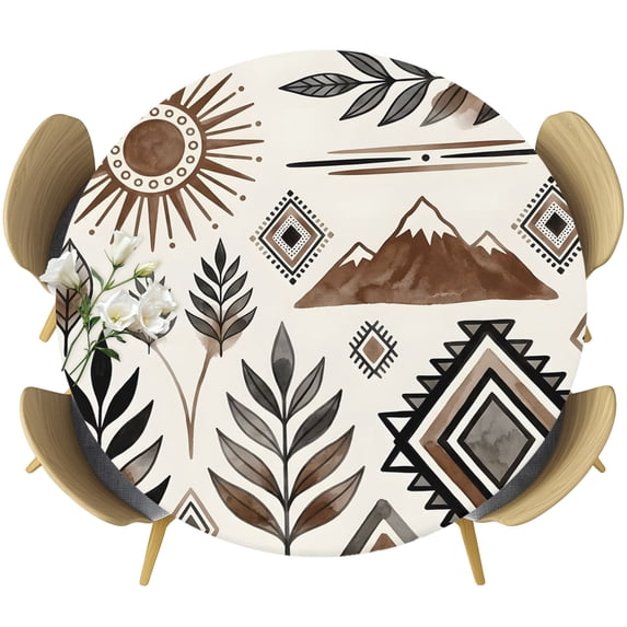 Bohemian Round Tablecloth 45-54 Inch Round Fitted Table Cloth with ...