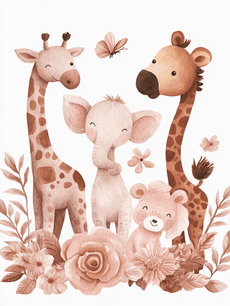 Bohemian Safari Animals Canvas Wall Art， Perfect for Nursery Decor ...