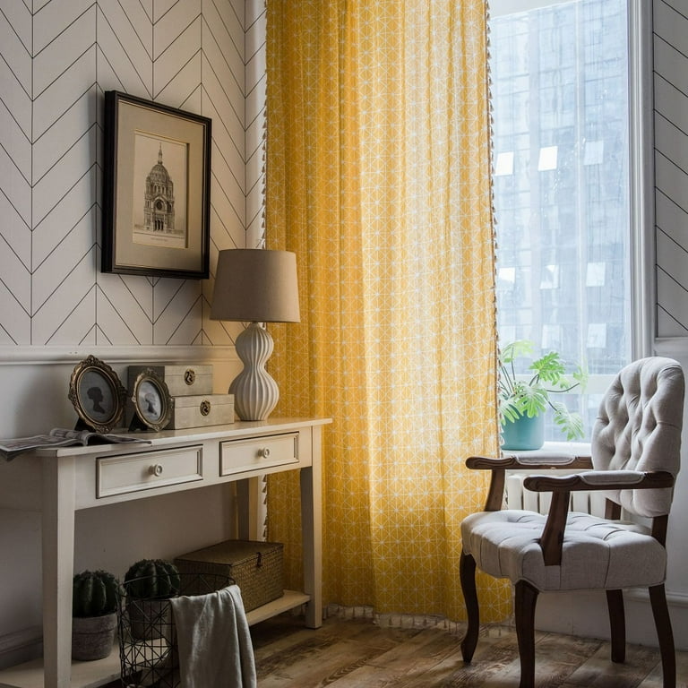 Nayoroom Bohemian Yellow Checkerboard Geometric Rod Pocket Blackout Curtains 59 x 63 Inches 2 Panels Walmart