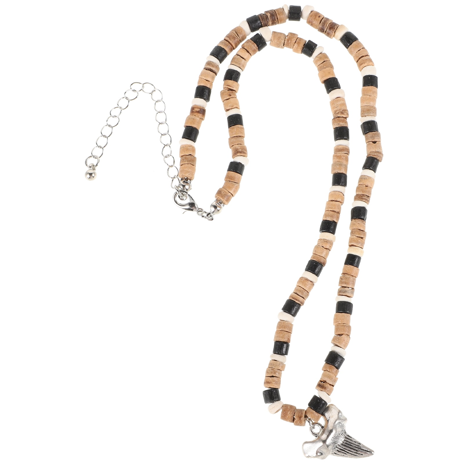 Bohemian Shark Tooth Necklace - Coconut Shell Beaded Pendant Beaded ...