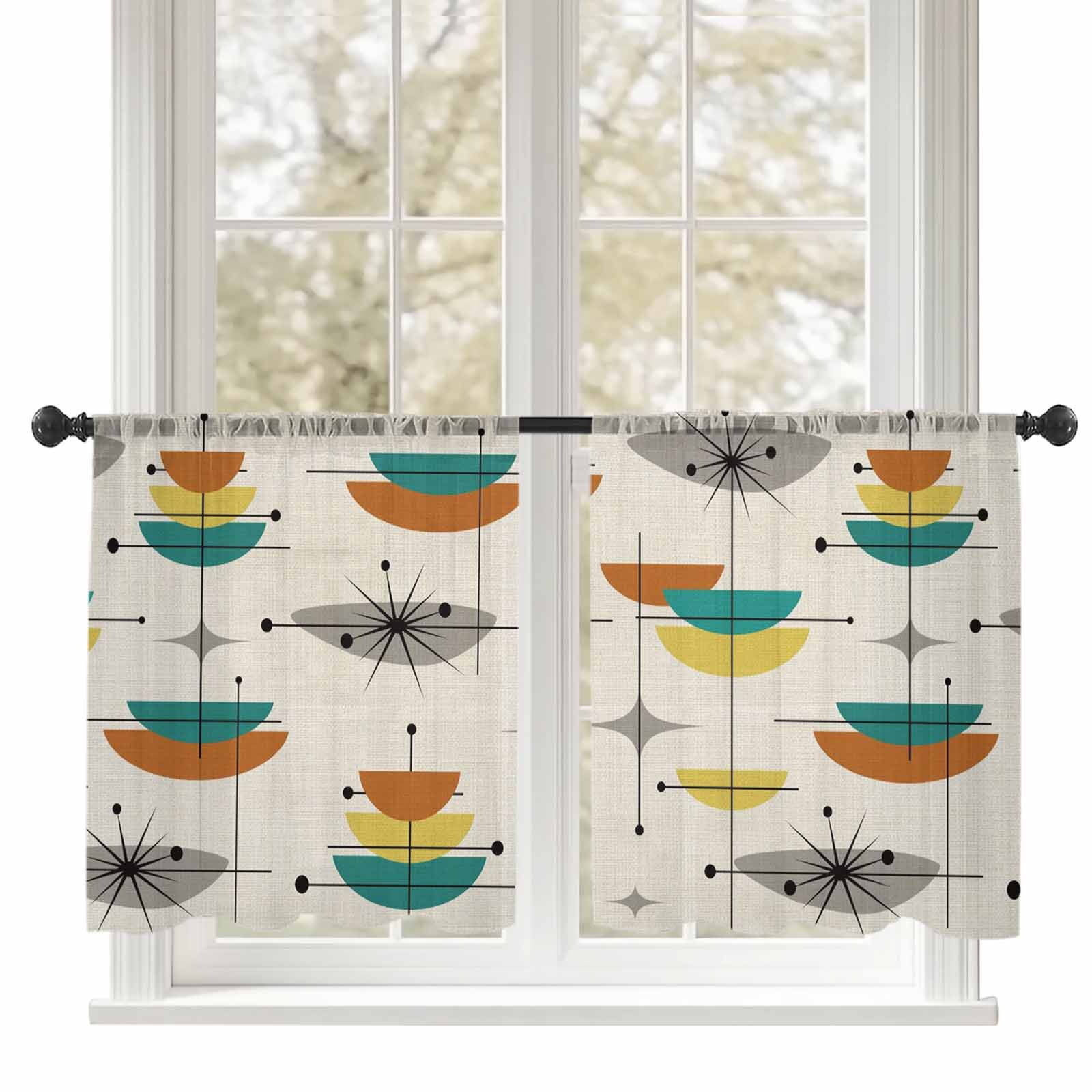 Bohemian Sheer Curtains 54 inches Long, Turquoise Yellow Orange Color ...