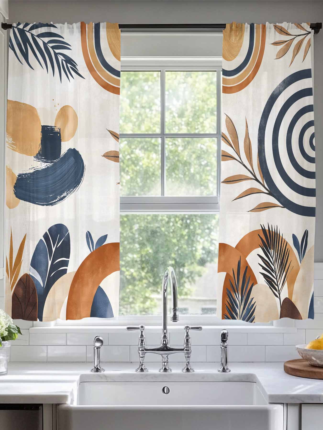 Bohemian Sheer Curtains 72 Inches Long 2 Panels Boho Nordic Art ...