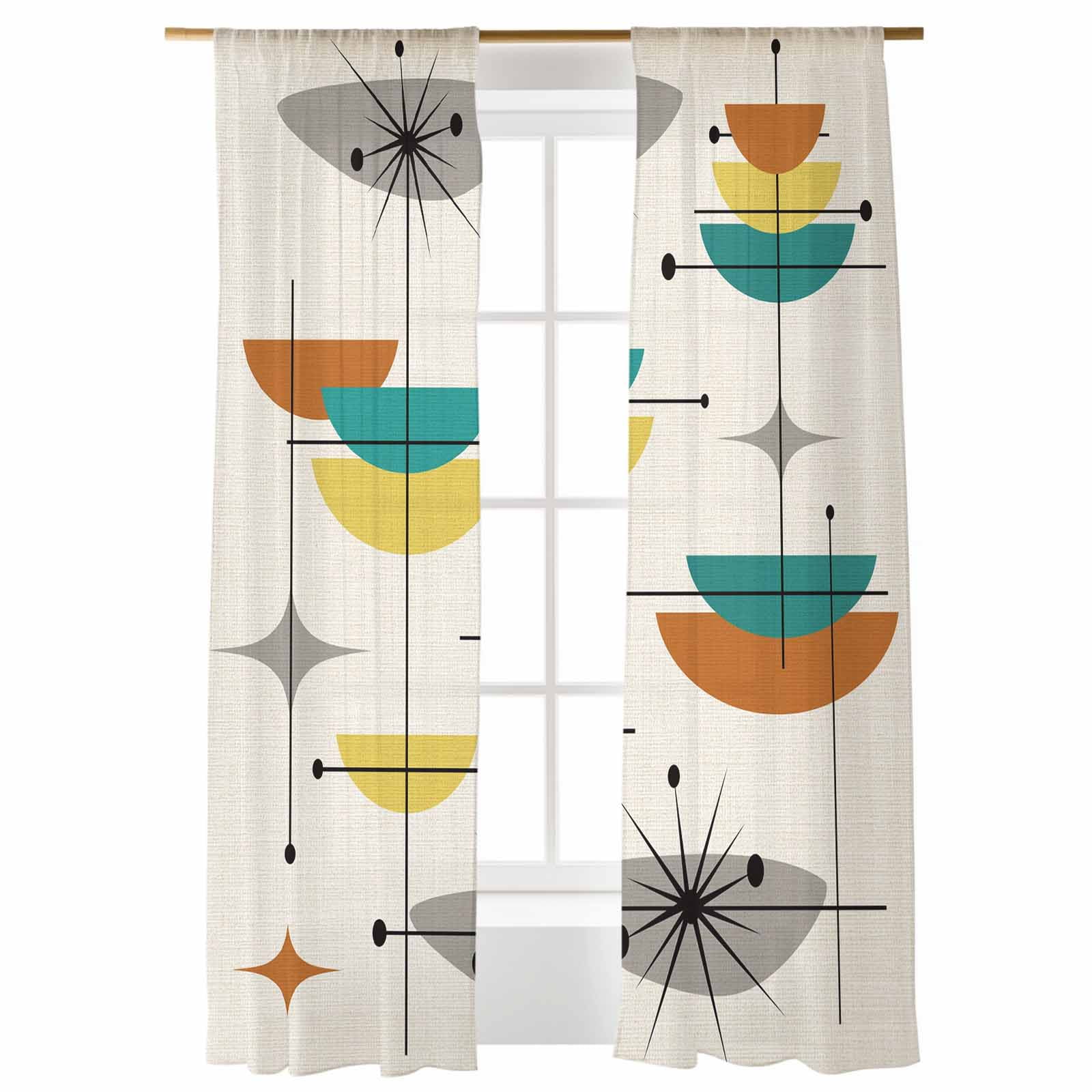 Bohemian Sheer Curtains 84 inches Long, Turquoise Yellow Orange Color ...