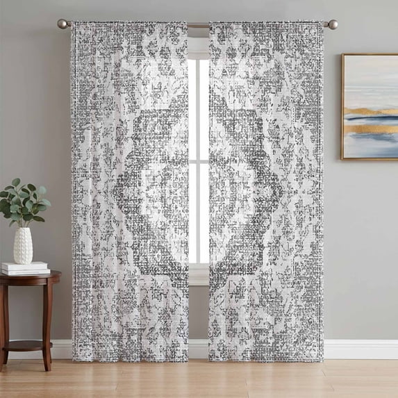 Bohemian Sheer Curtains for Living Room Bedroom, Vintage Distressed ...