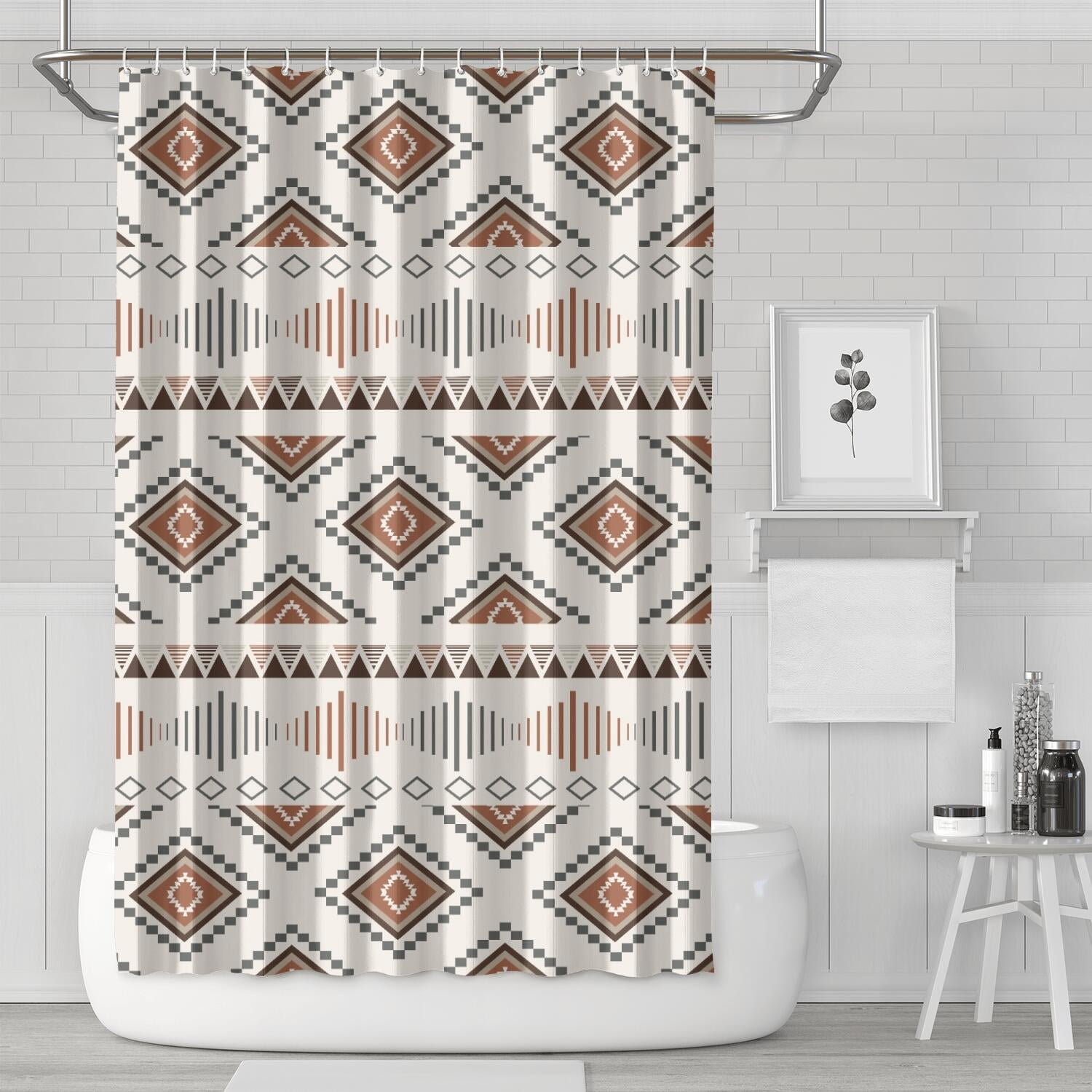 Bohemian Shower Curtain with Artistic Nordic Style Tribal Patterns ...