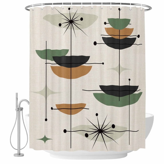 Bohemian Shower Curtain for Bathroom, Orange Navy Blue Green Color ...