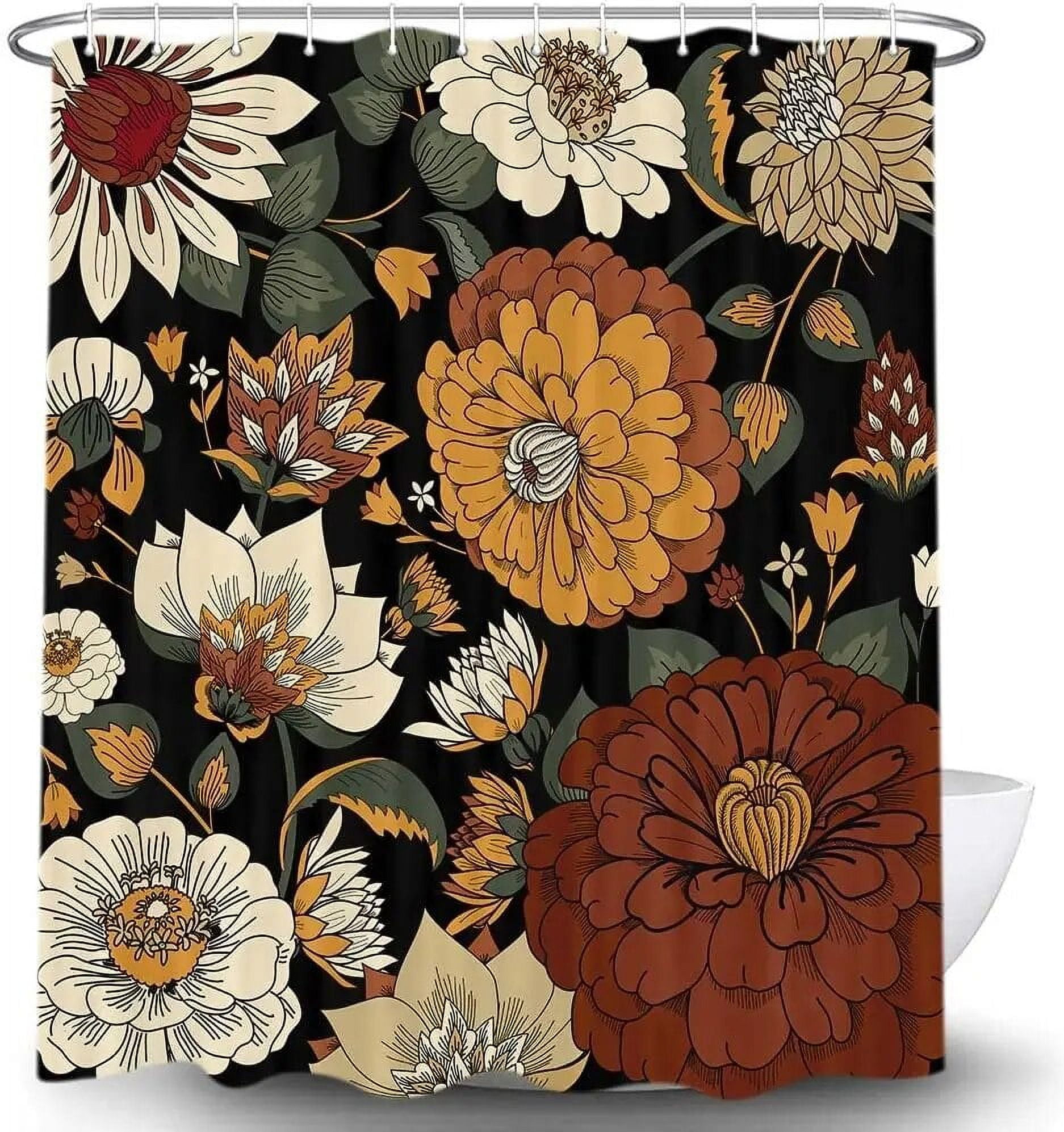 Bohemian Shower Curtain Mandala Flower Western Ethnic Style Mid Century