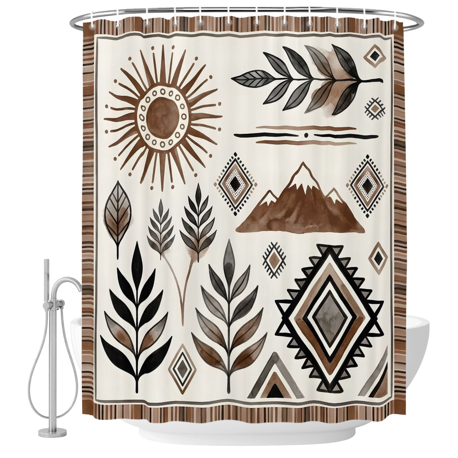 Bohemian Shower Curtain Set - 48" x 72" Washable Bathtub Curtain with ...