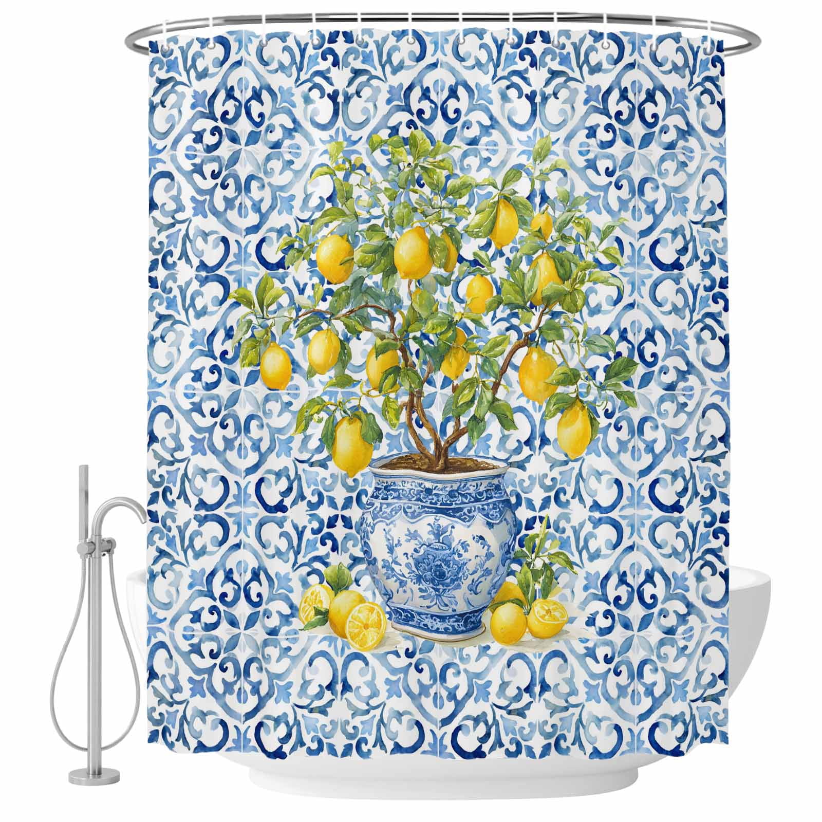 Bohemian Shower Curtain Set with Hooks, Bohe Flowers Texture Summer ...