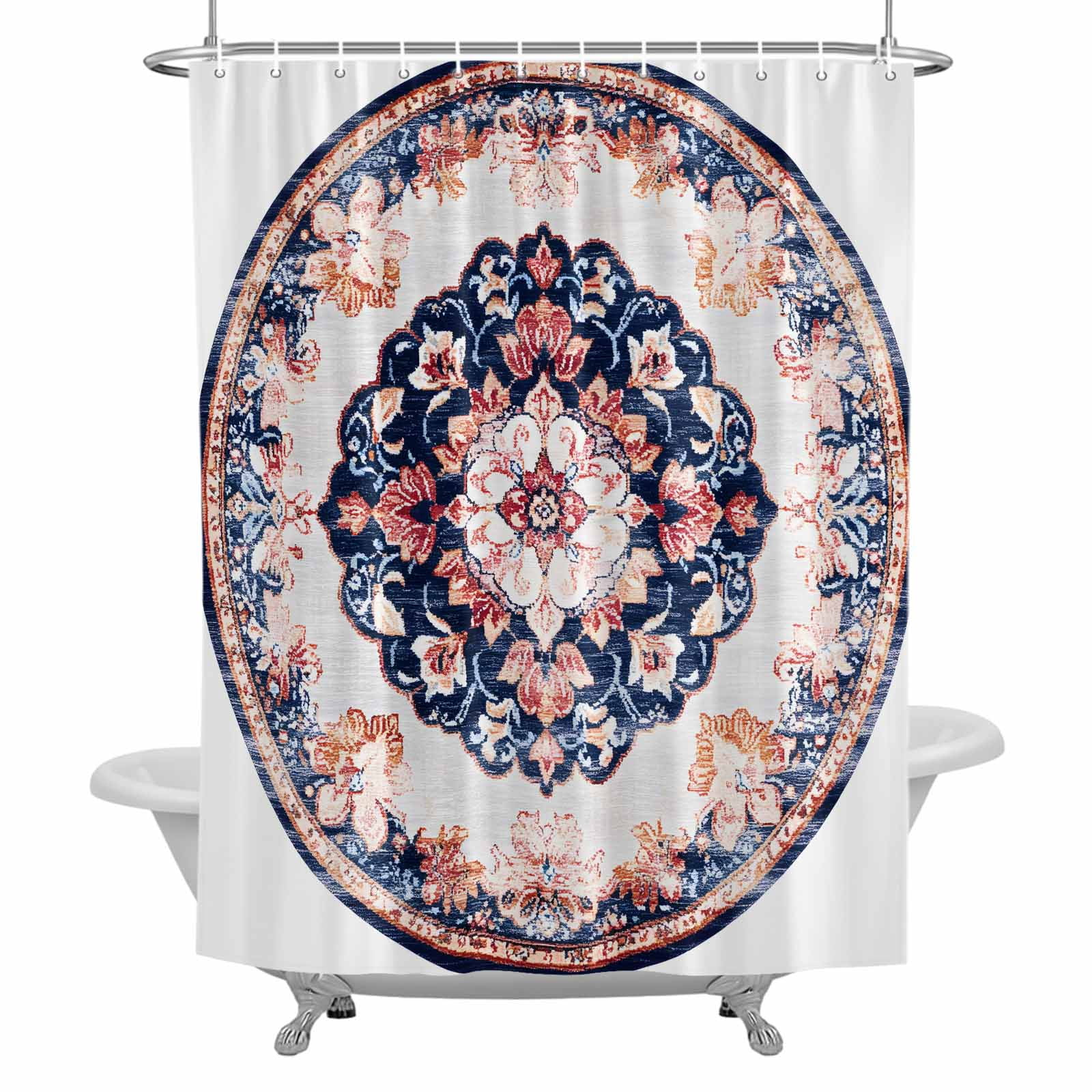 Bohemian Shower Curtain for Bathroom, Flower Waterproof Cloth Fabric ...