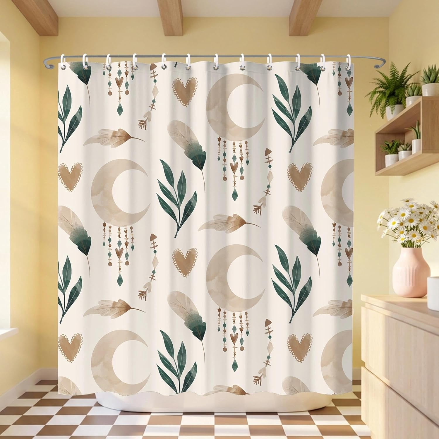 Bohemian Shower Curtains 72x72 Inch,Aesthetic Modern Boho Bathroom ...