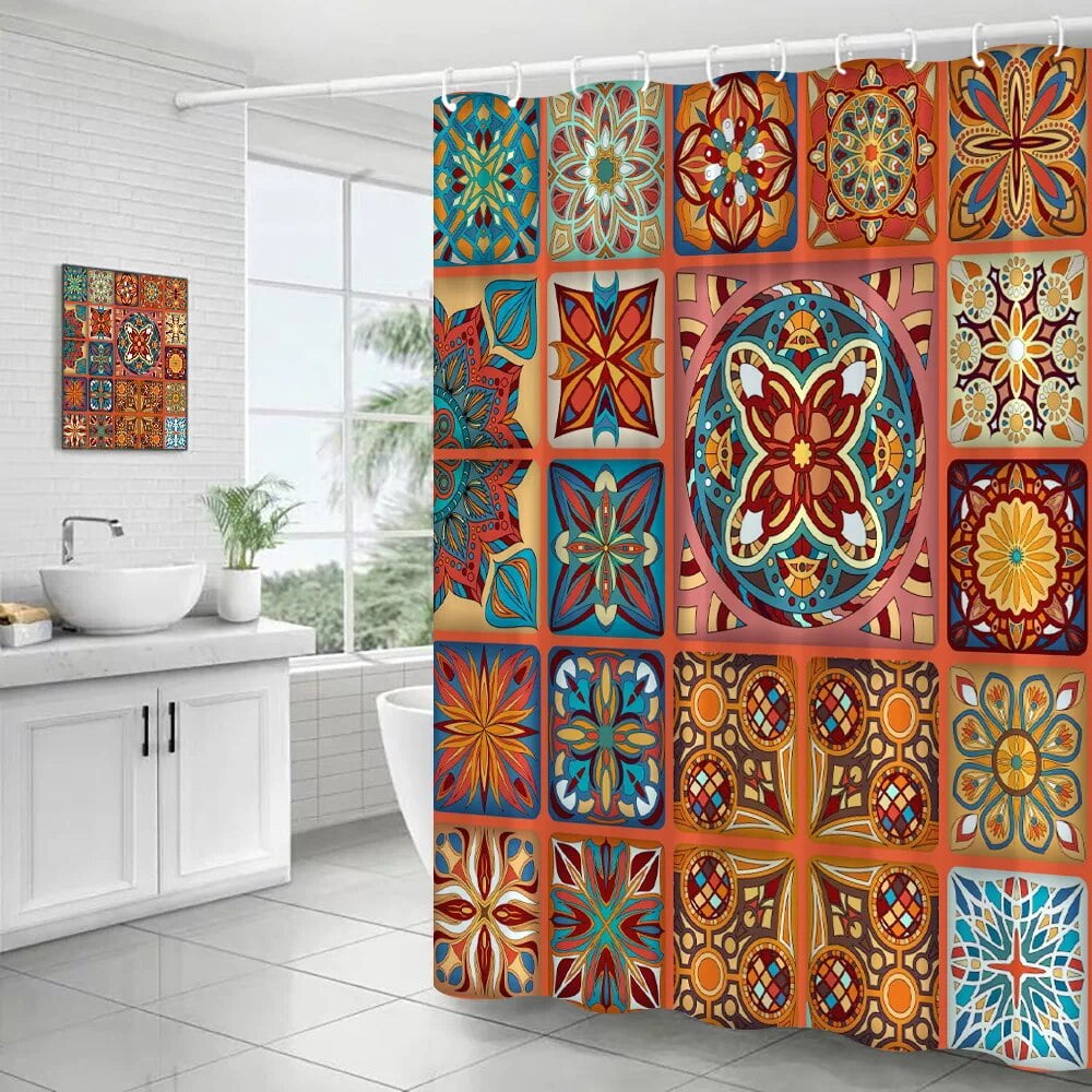 Bohemian Shower Curtains Boho Hippie Flower Bathroom Curtain Creative