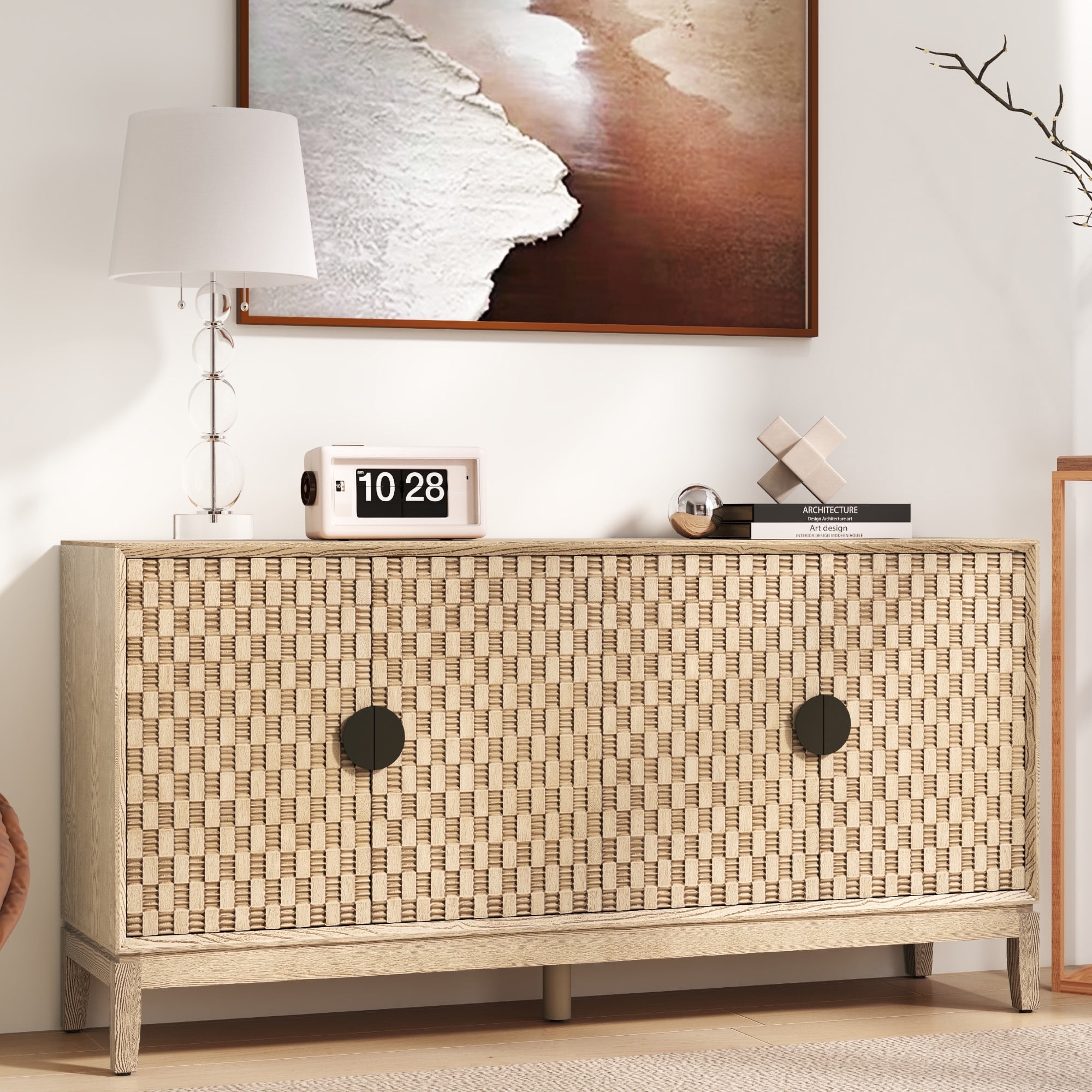 VineSparkle Bohemian Sideboard with Solid Wood Legs ,Buffet Cabinet ...
