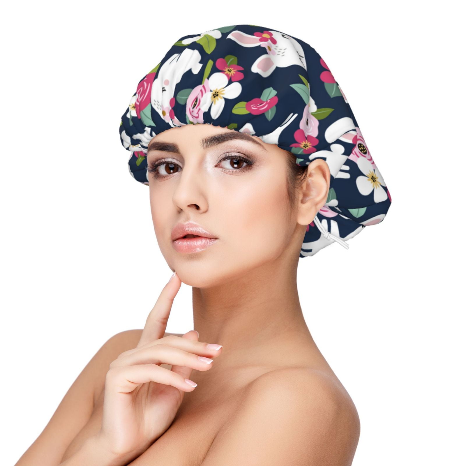 Bohemian Smile Cute Rabbit Flower Silk Bonnet for Sleeping Women Men ...