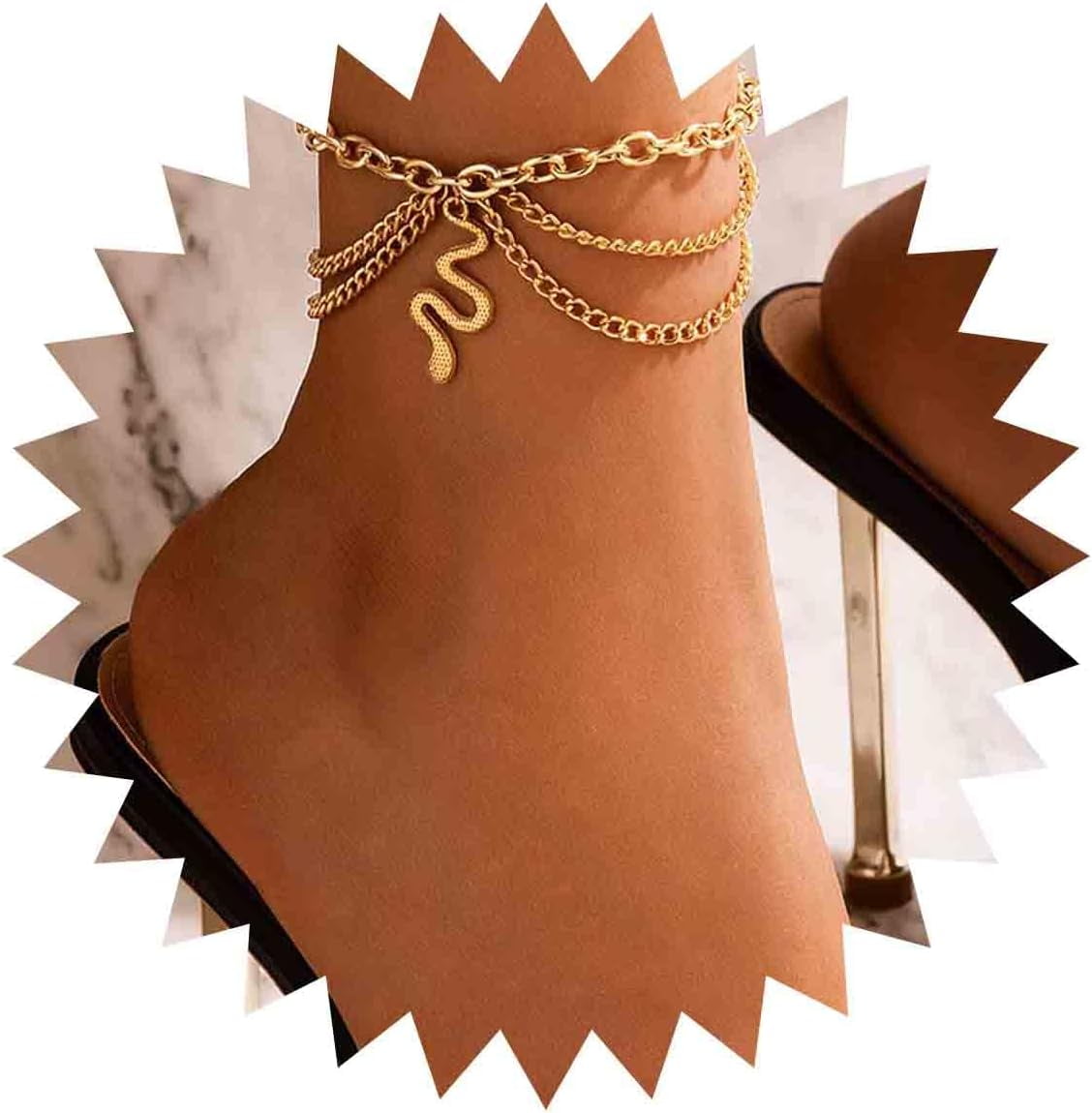 Bohemian Snake Dangle Anklet Bracelet Gold Serpent Layered Ankle ...