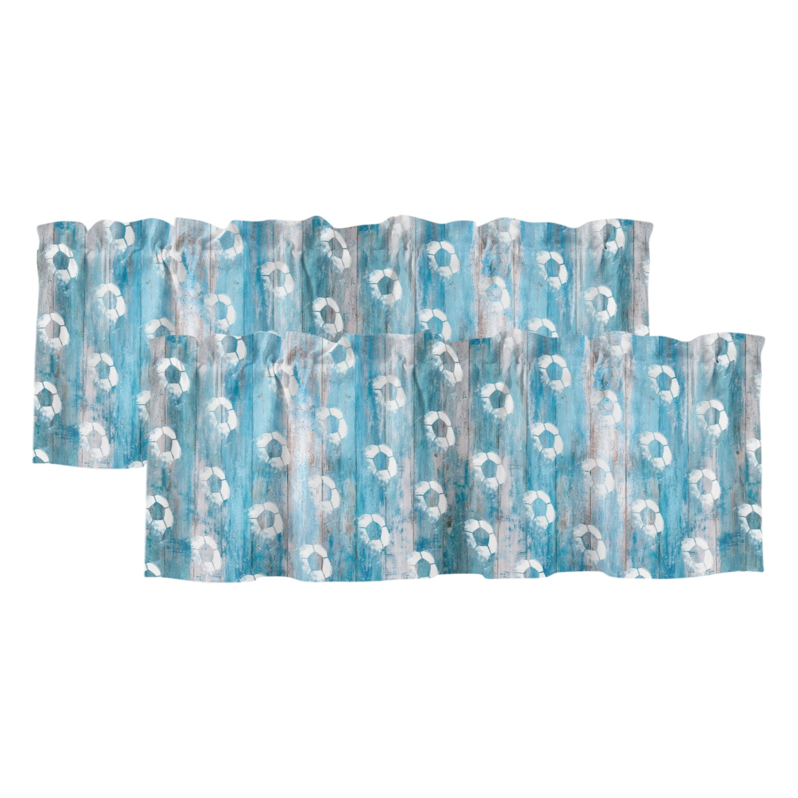 Bohemian Soccer 2 Panels Kitchen Valance, Rustic Boho Farmhouse ...