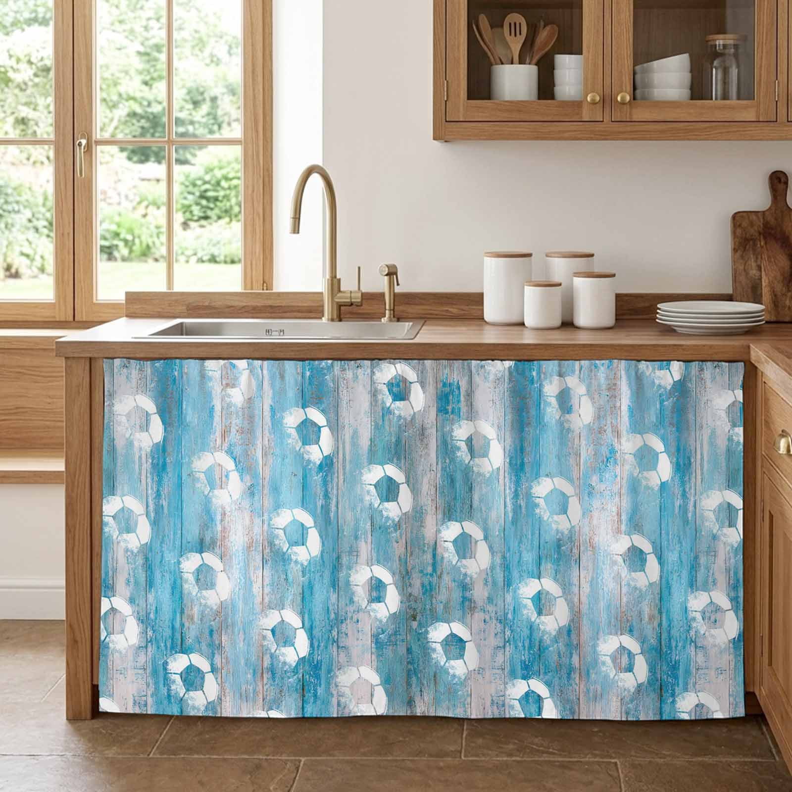 Bohemian Soccer Cabinet Curtains for Kitchen 28"Wx51"L, Rustic Boho ...