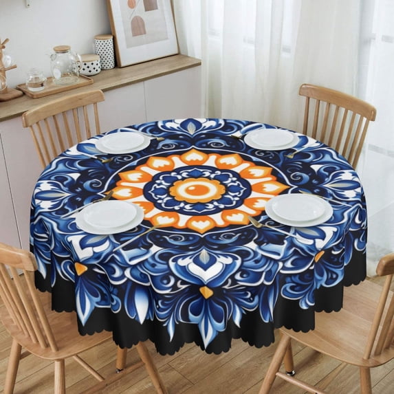 Bohemian Stained Glass Butterfly Round Tablecloth Waterproof Oil Proof ...