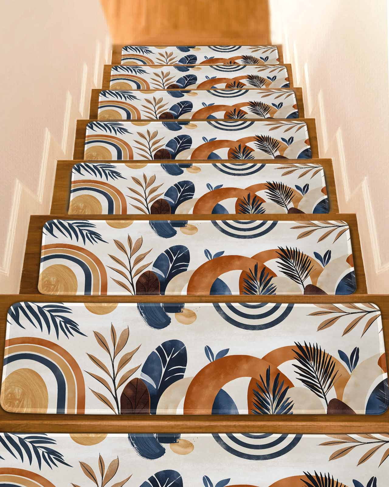 Bohemian Stair Treads for Wooden Steps Indoor Runner Rug Carpet, Boho ...