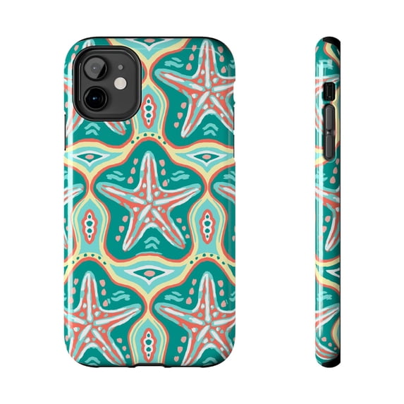 Bohemian Starfish Beach Pattern Case iPhone 17 16 15 14 13 12 11 Pro ...