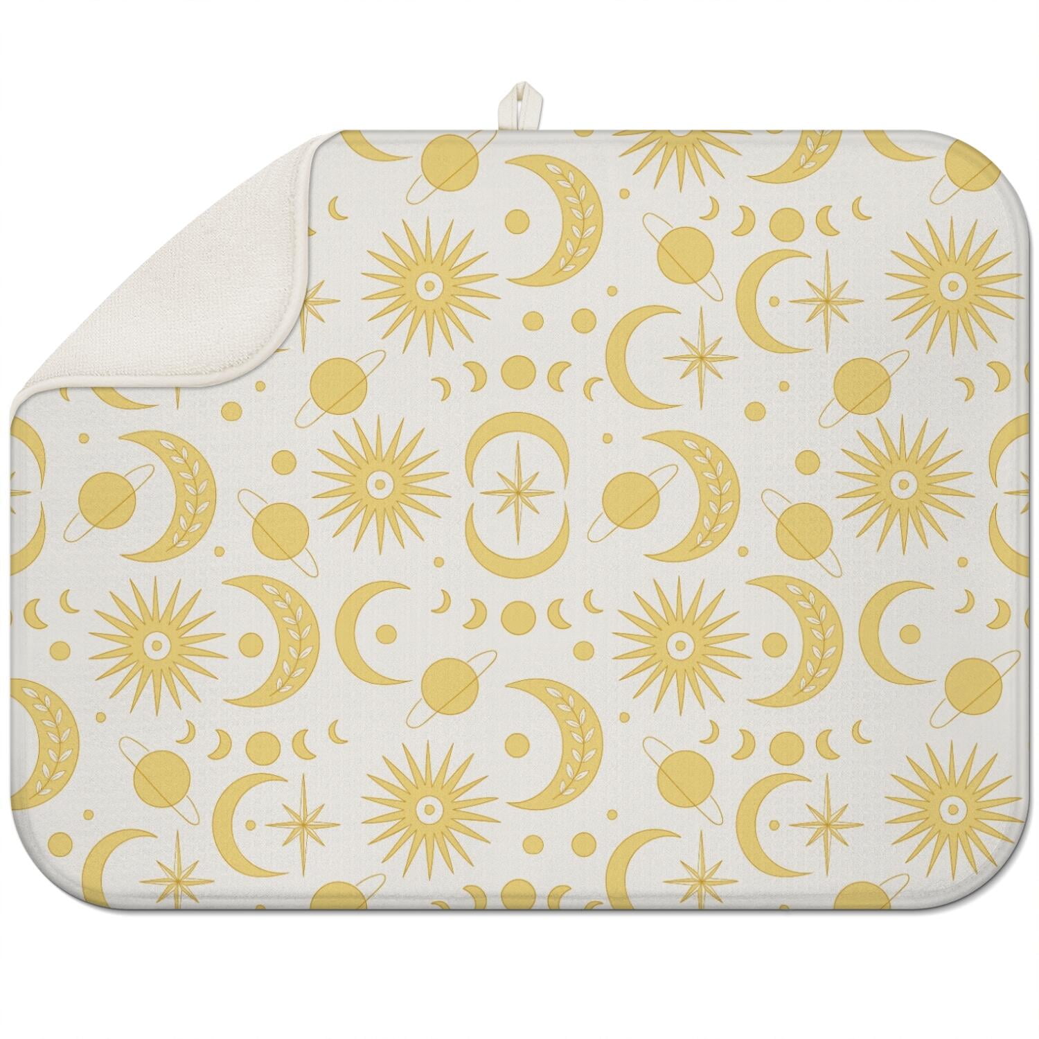 Bohemian Starry Night Dish Mat - Thick 3-Layer Absorbent Countertop Pad ...