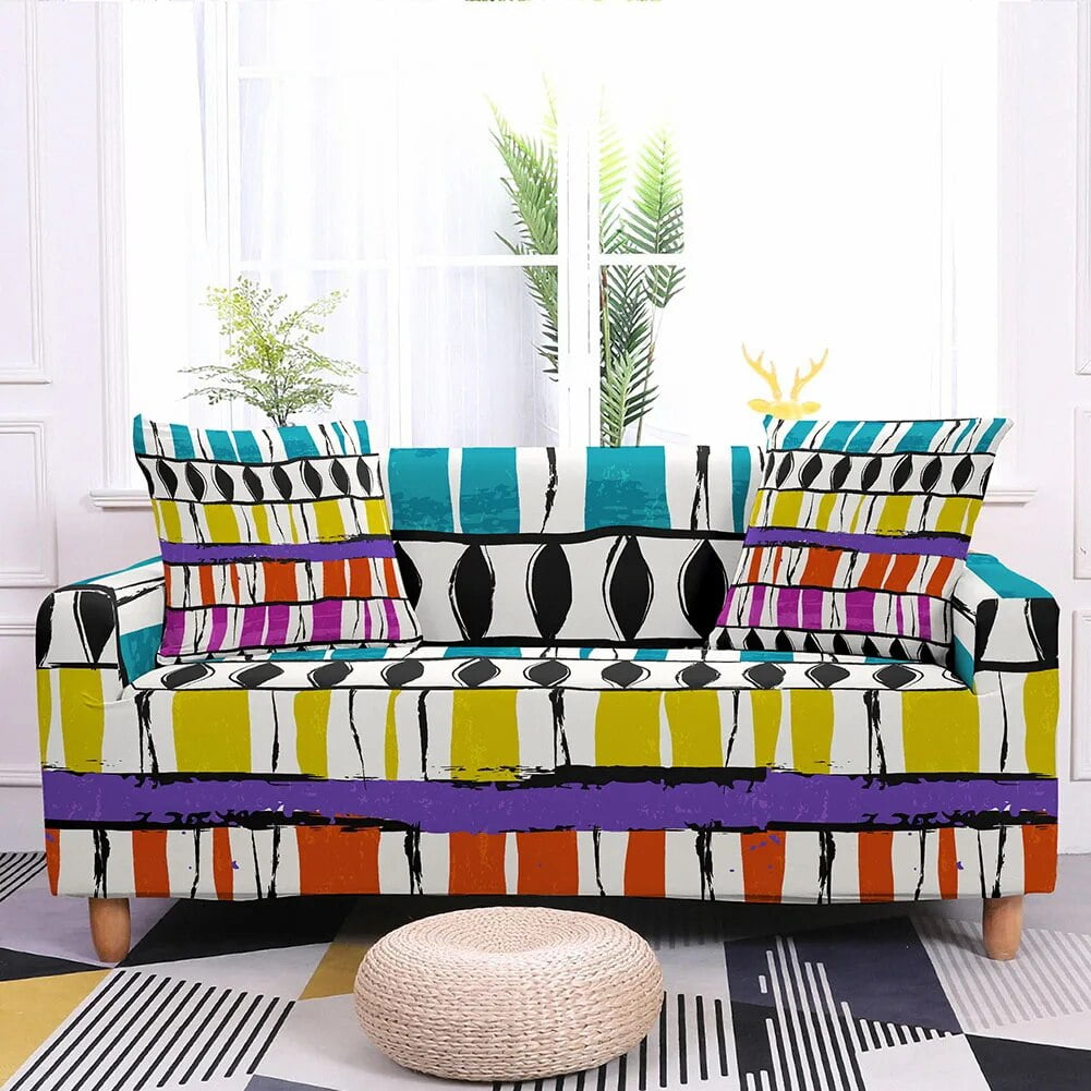 Bohemian Stretch Sofa Slipcover Plaid Elastic Sofa Covers for Living ...
