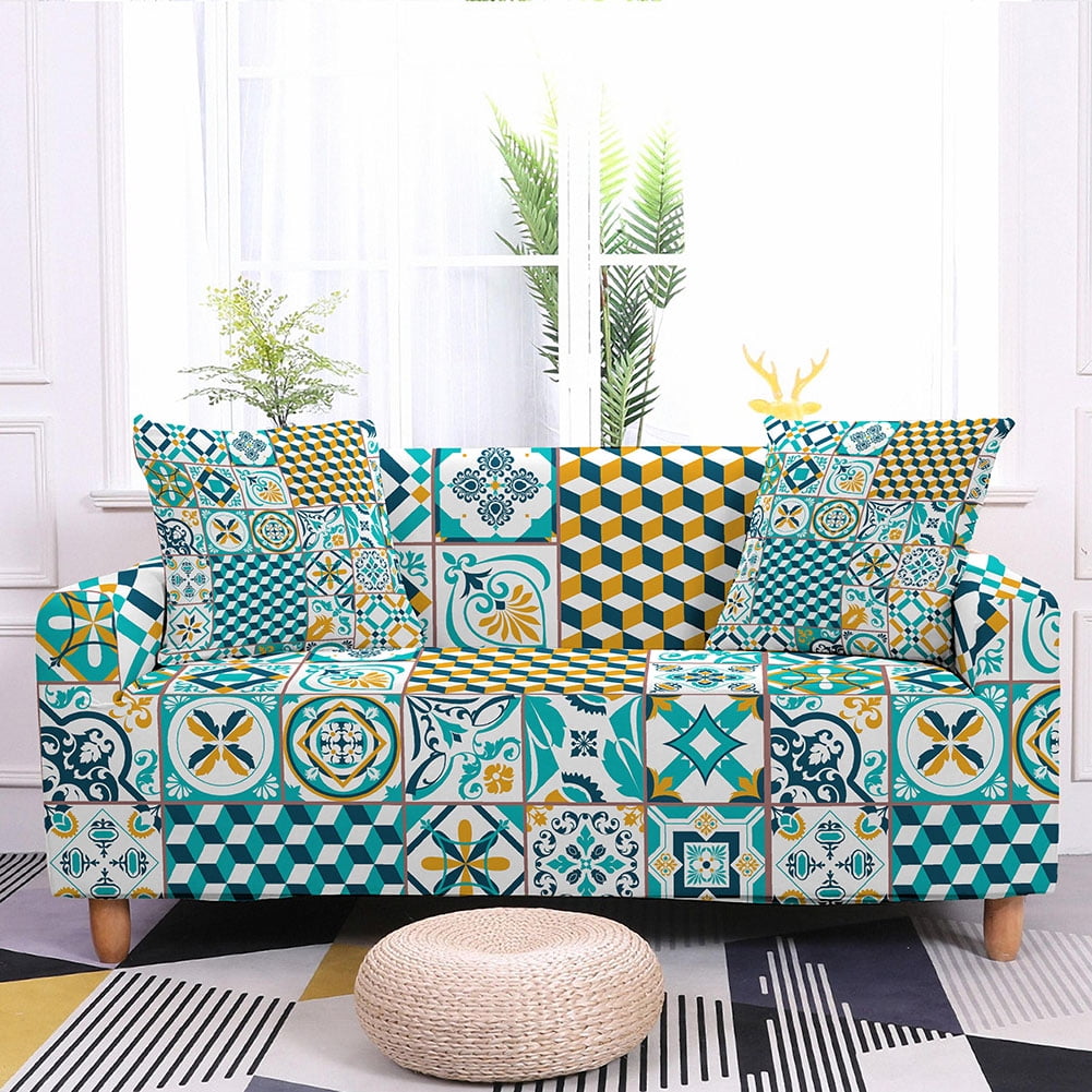 Bohemian Stretch Sofa Slipcover Plaid Elastic Sofa Covers for Living ...