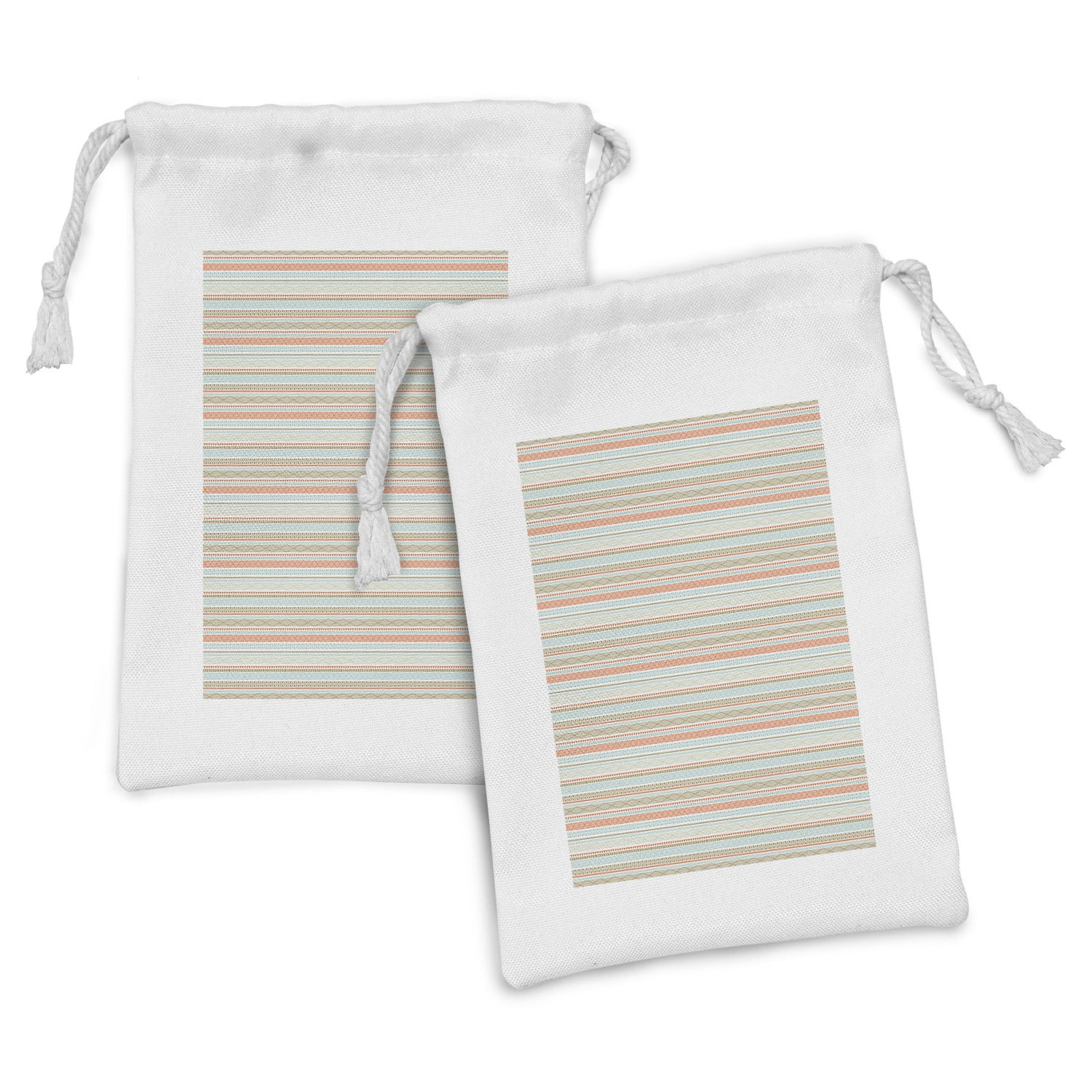 Bohemian Stripe Fabric Pouch Set of 2, Theme Vintage Striped Abstract ...