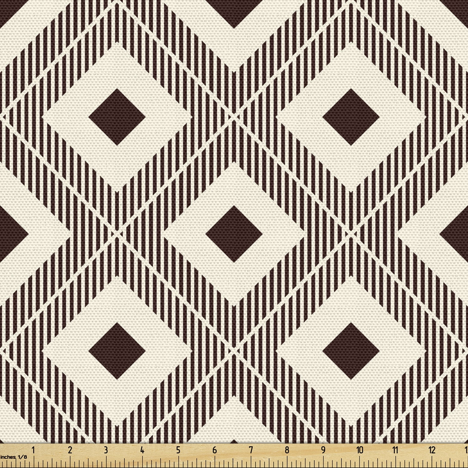 Bohemian Stripe Fabric by the Yard Upholstery, Rhombus Shape and Strips ...