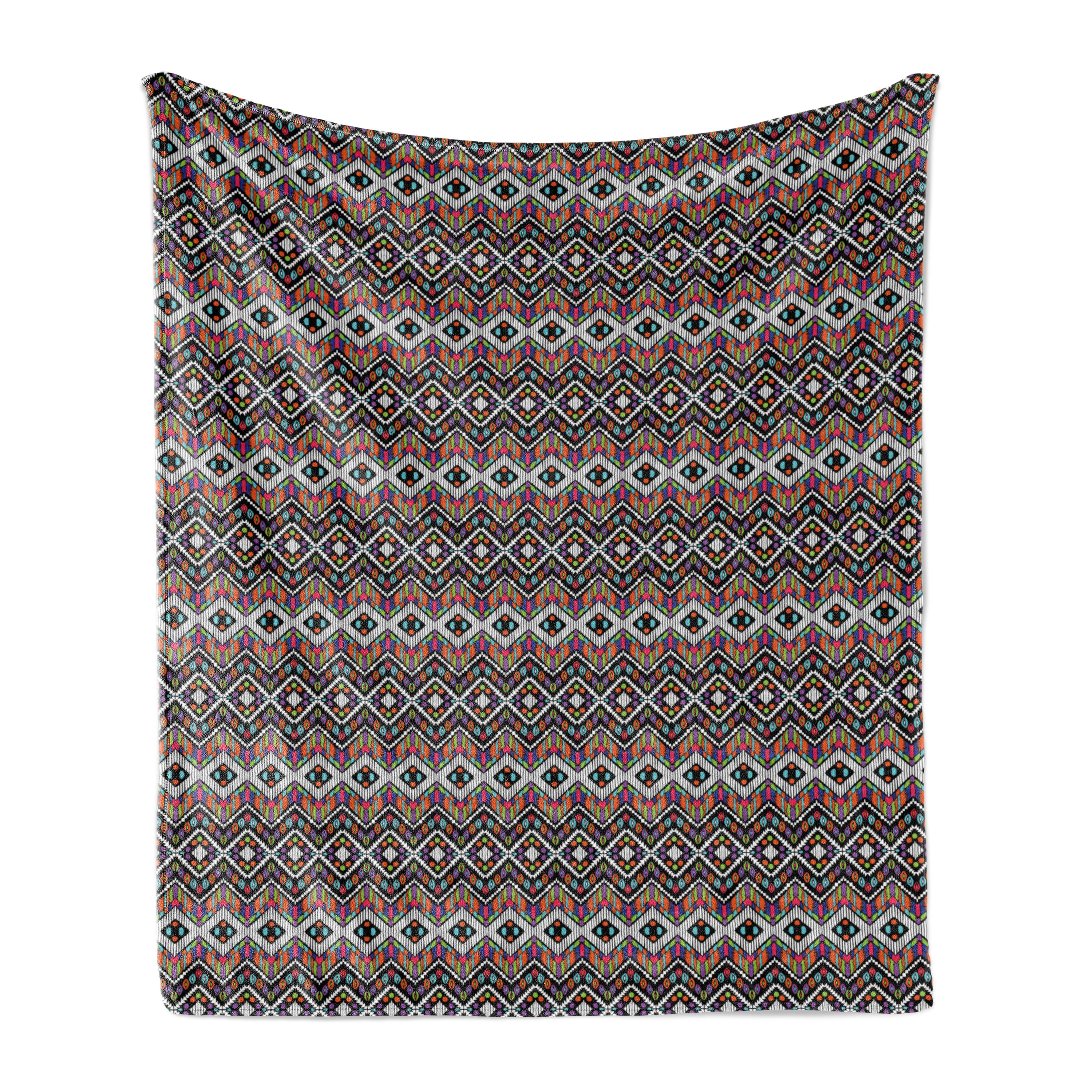 Bohemian Stripe Soft Flannel Fleece Blanket, Psychedelic Tribal Art ...