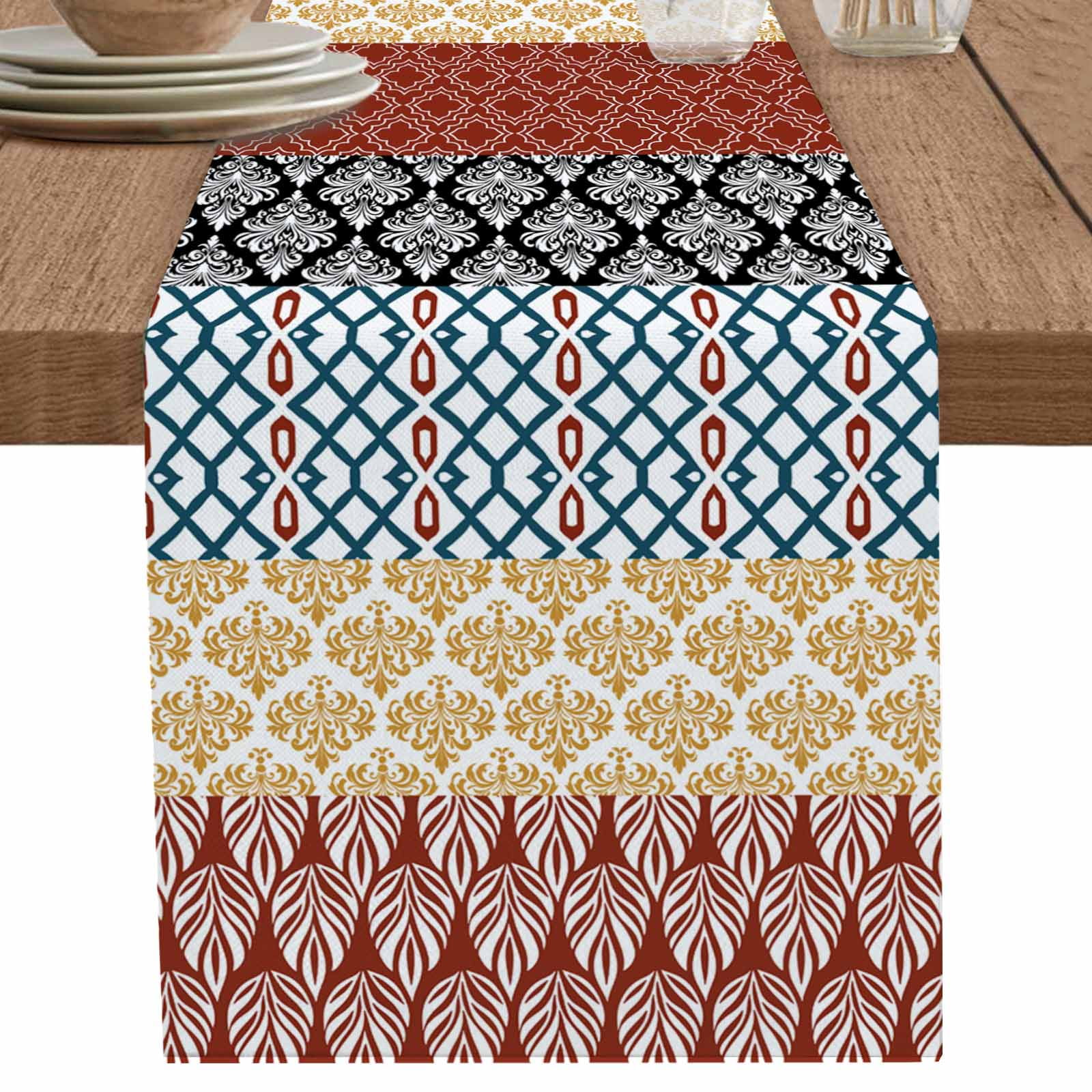 Bohemian Stripe Tribal Flower Table Runner-36 Inch Long Abstract ...