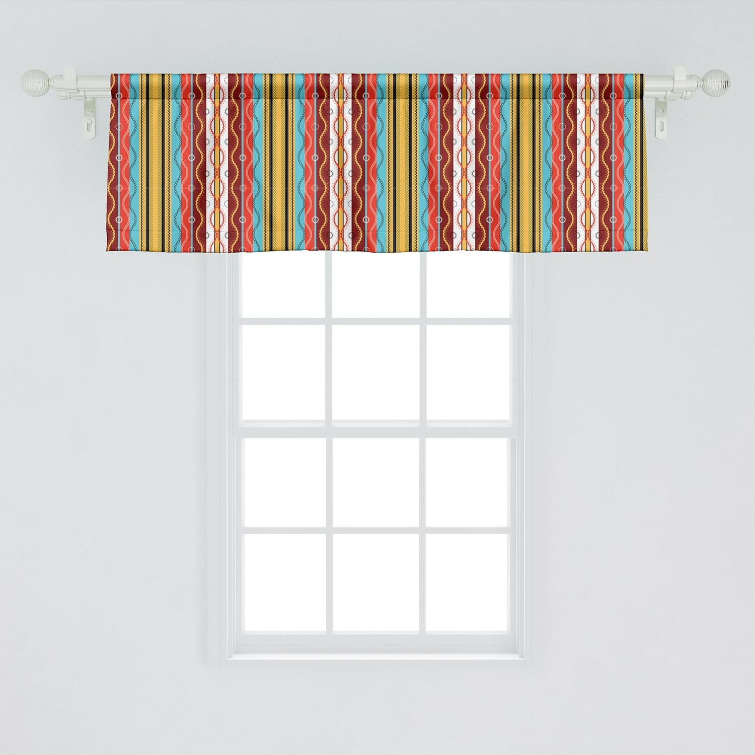Bohemian Stripe Window Valance Pack of 2, Dots and Drops on Vivid ...