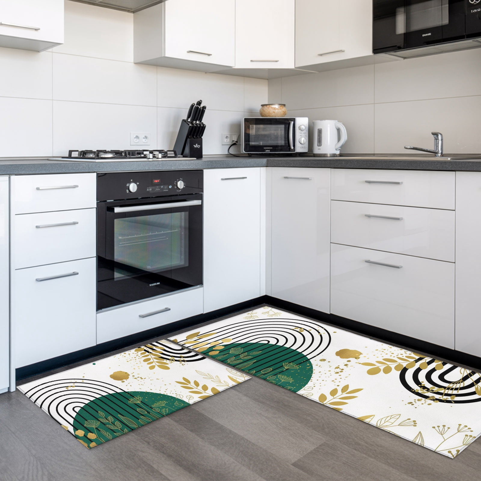Bohemian Style 2 Pieces Non-Slip Kitchen Mat Set, Abstract Art Soft ...
