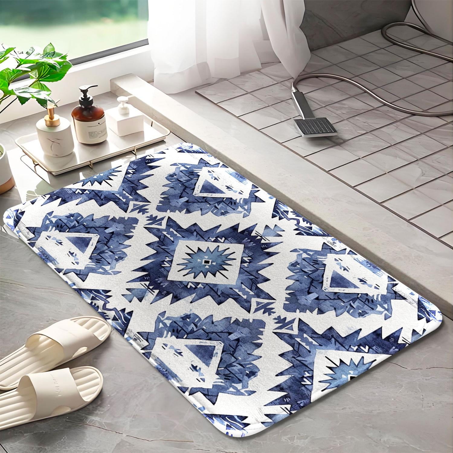 Bohemian Style 228 Non-Slip Memory Foam Bath Rug: Absorbent, Quick-Dry ...