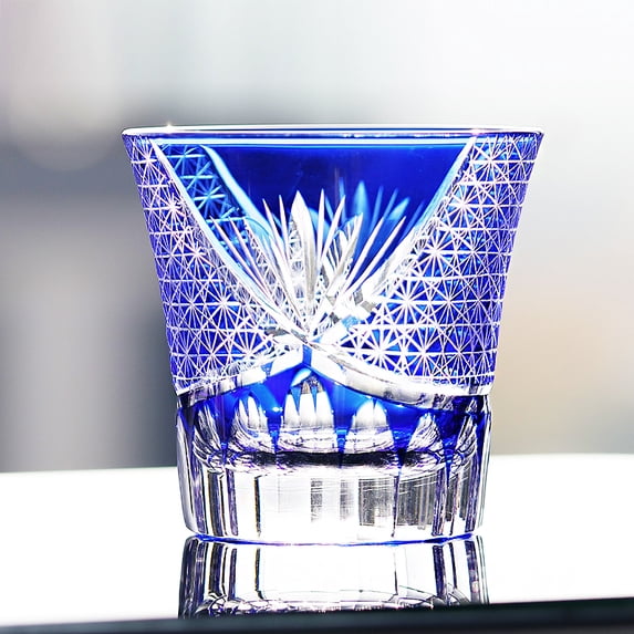 Bohemian Style 250ml Blue Glass Tumbler Hand-Cut New Design Whiskey and ...