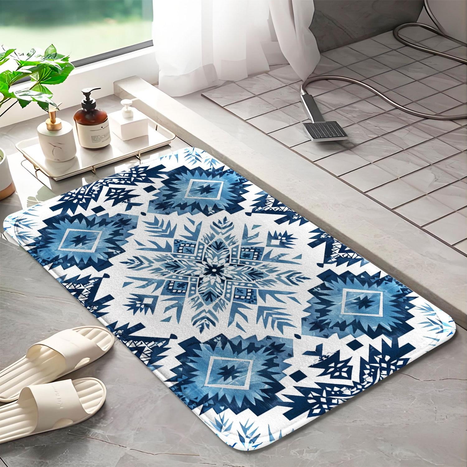 Bohemian Style 255 Non-Slip Memory Foam Bath Rug: Absorbent, Quick-Dry ...