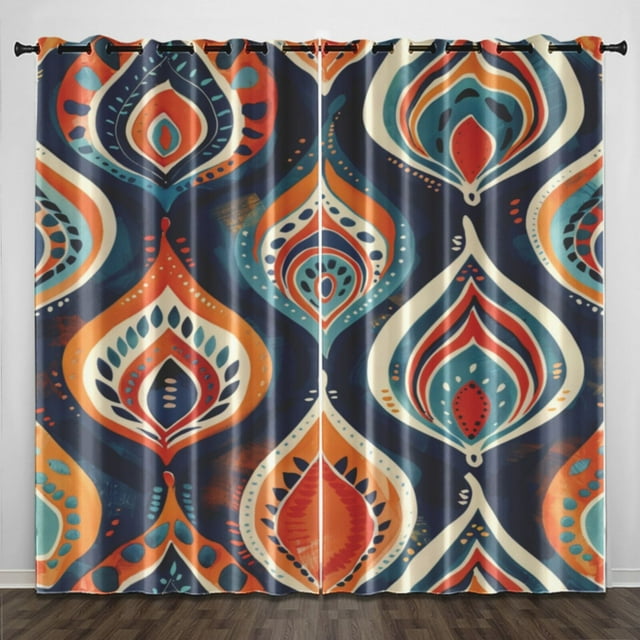 Bohemian Style (27) Curtains 2 Panels Set Blackout For Bedroom Living Room Kitchen Black Out ...