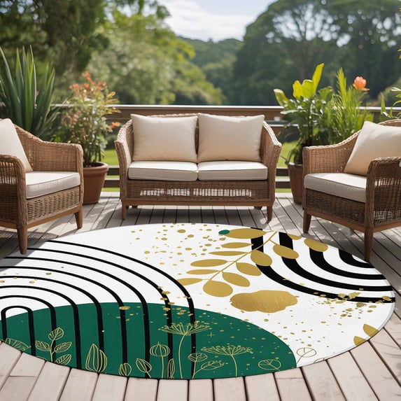 Bohemian Style 8ft Round Rug for Open Concept Living Room Seating Zone ...