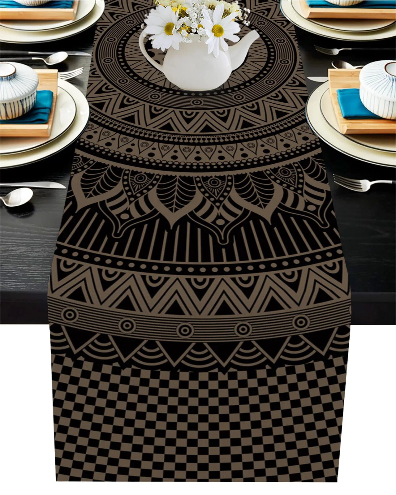 Bohemian Style Art Design Pattern Table Runner Home Wedding Table Flag ...