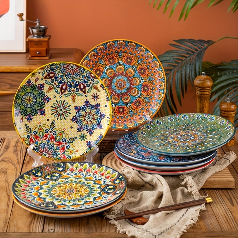 Bohemian Style Ceramic Large Plates - Creative Decorative Dish for ...