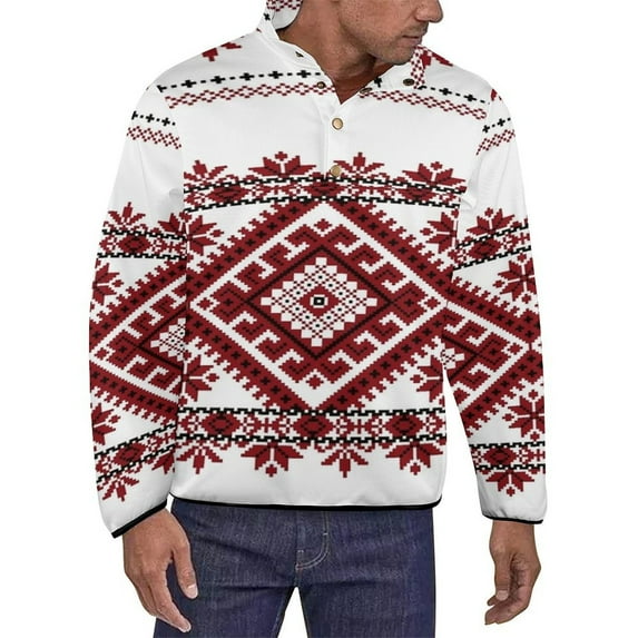 Bohemian Style Embroidery Men's Stand Collar Sweater Long Sleeve ...